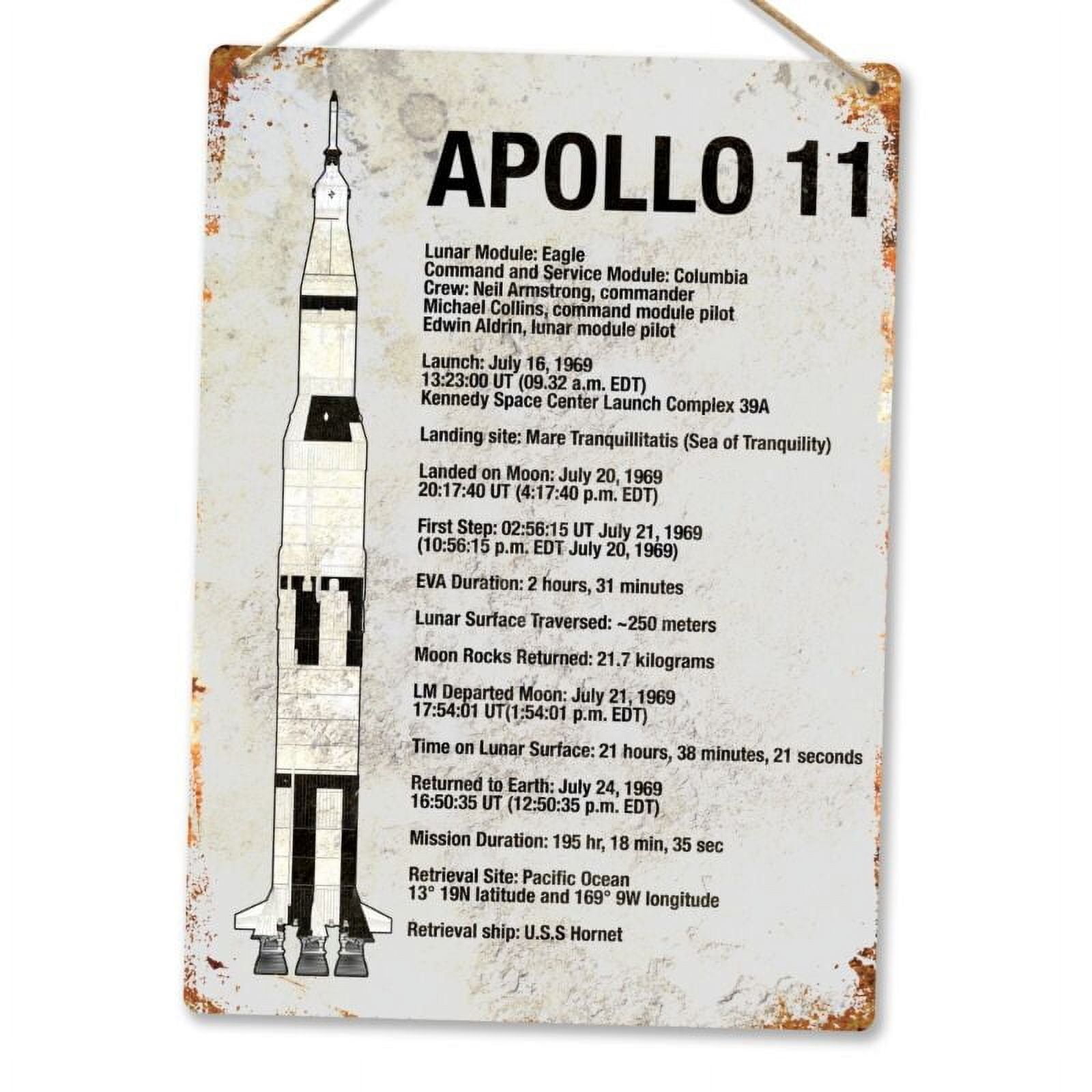 Size: 8x12 inches Metal Wall Sign Apollo 11 NASA Space Mission Neil Armstrong Moon Landing ...