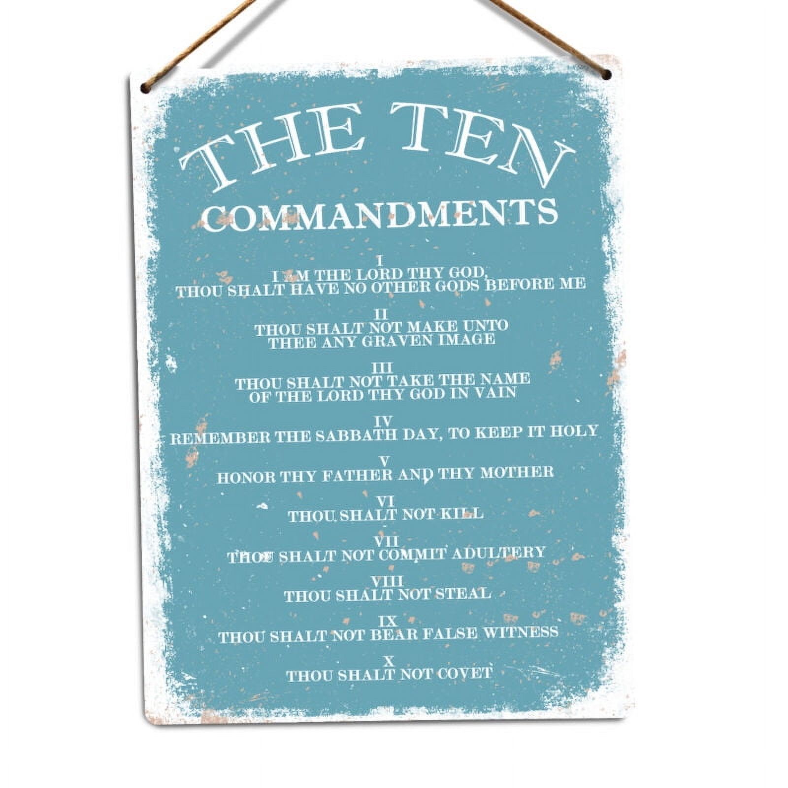 Size: 8x12 inches Metal Wall Sign The Ten Commandments V1 BLUE Quote ...