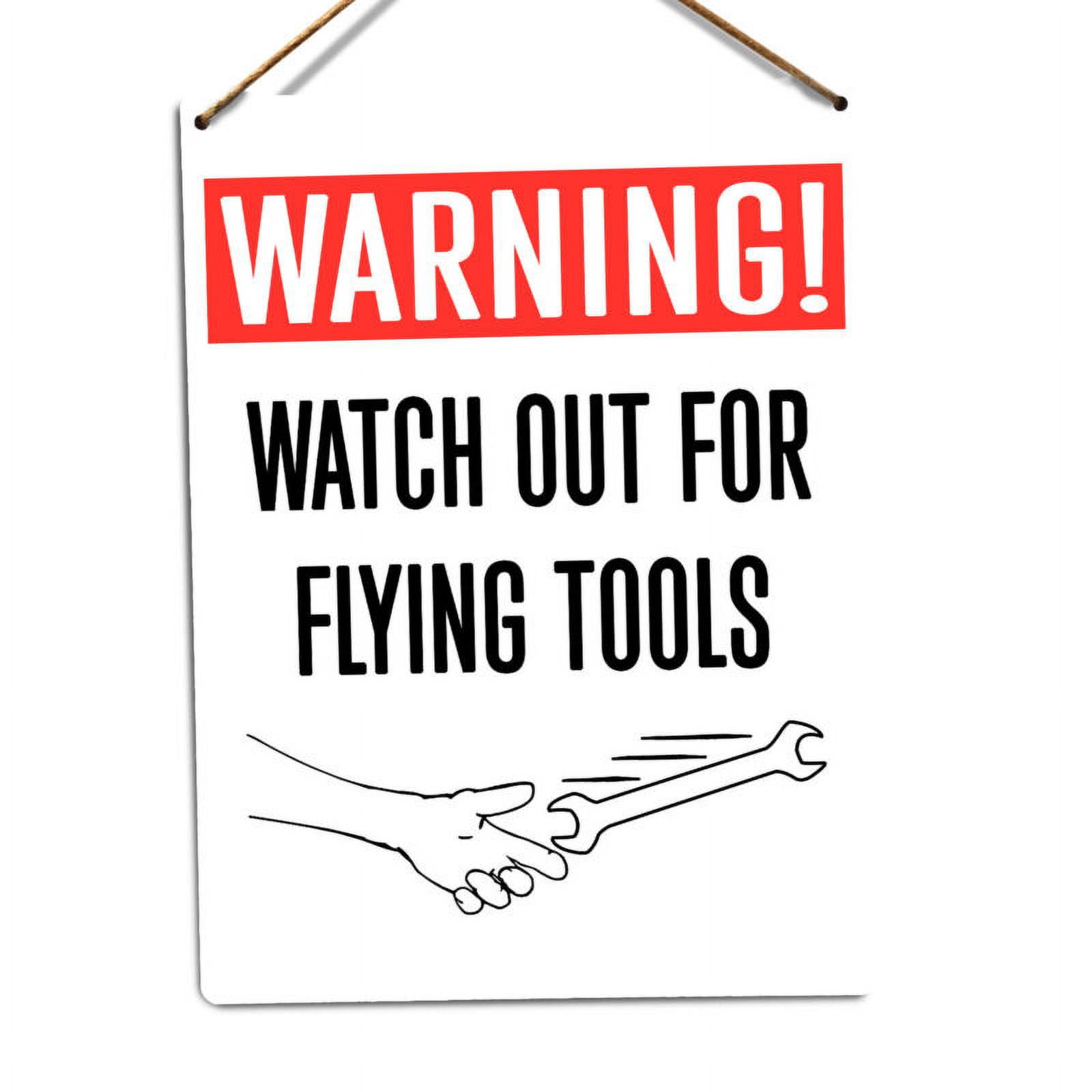 Size: 8x12 inches Metal Wall Sign Warning Flying Tools Shed DIY Man ...