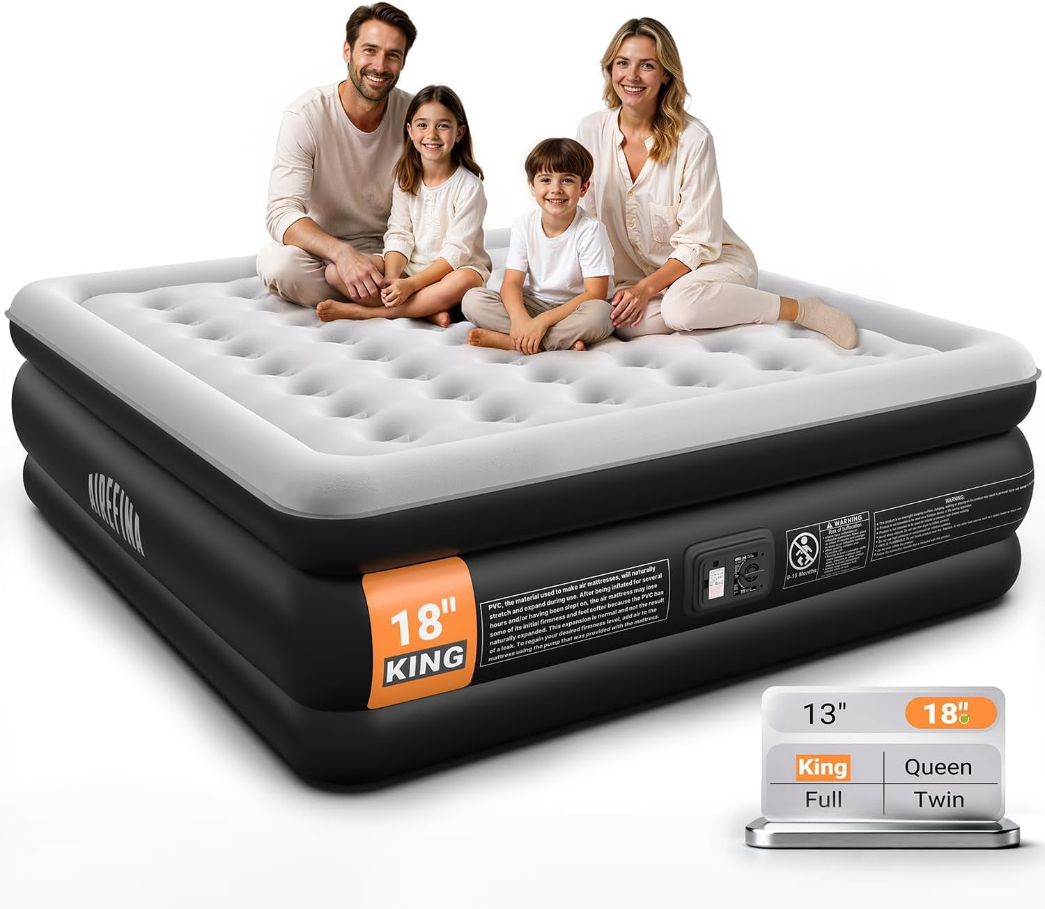 Size Air Mattress with Built in Pump, Upgraded 18" Raised Blow Up Air ...