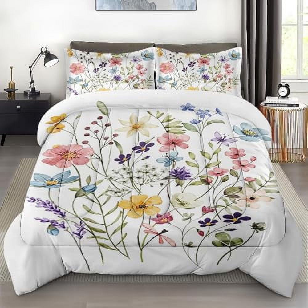 Size Comforter Set with 2 Pillowcases Pink Rose Floral Flower Bedding ...
