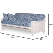 Monterey Antique White Futon Frame with Suede Gray Mattress & Storage ...