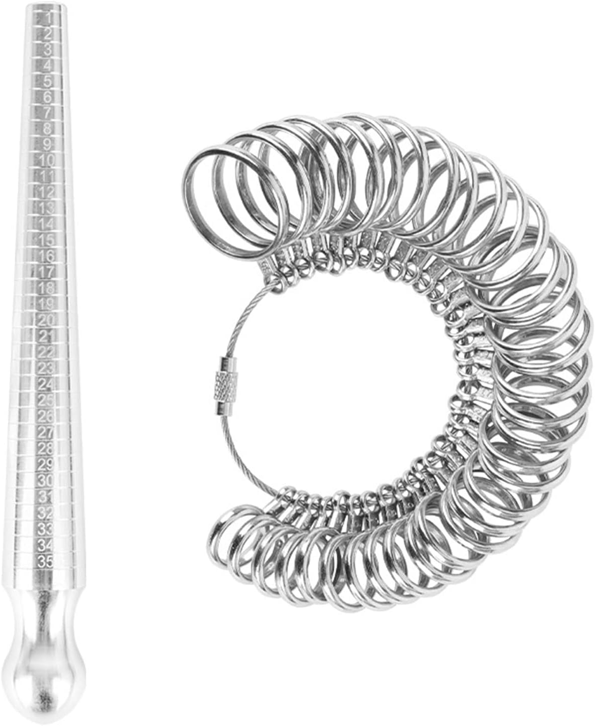 Sizer Measuring Tool Set with Mandrel Size 1-35 Metal Sizing Kit ...