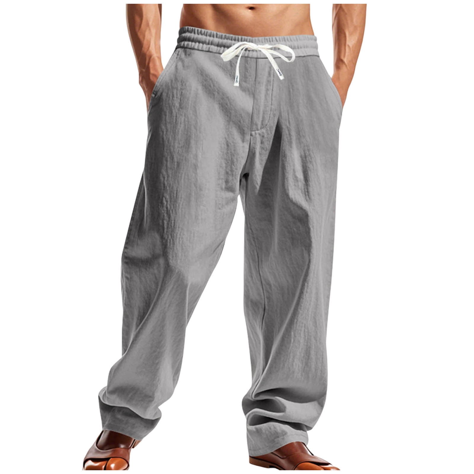 Amkhujs Sizes S-XXXL 60%Cotton,40%Linen Full Length Pants Work for Men ...