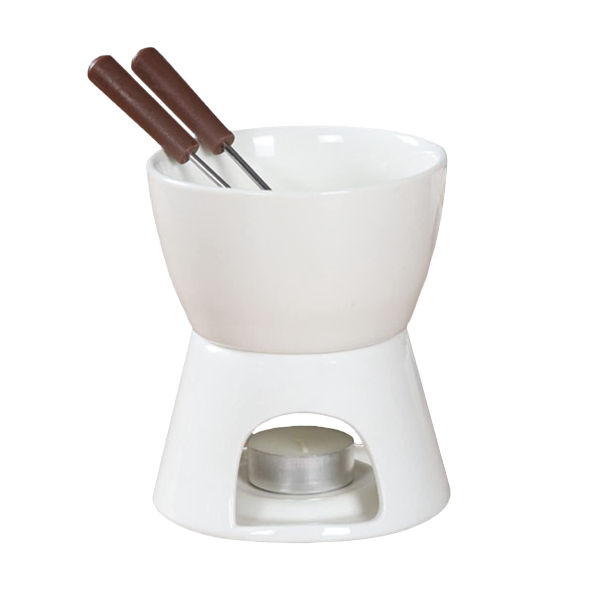 Sizikato Pure White Porcelain Chocolate Fondue Set 10 Oz - Walmart.com