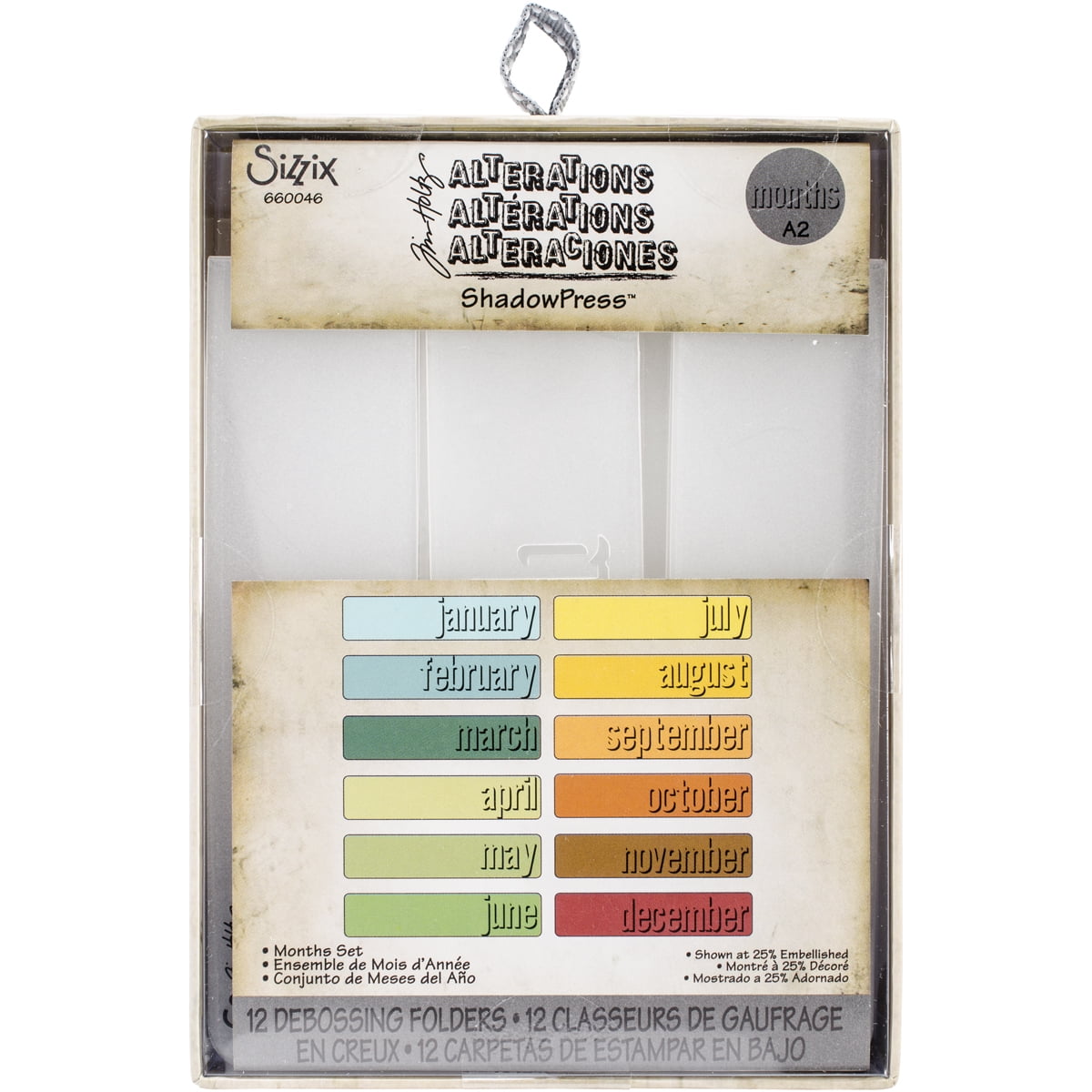 Sizzix 660046 Sizzix Shadow Press A2 Debossing Folders 12/Pkg - Months ...