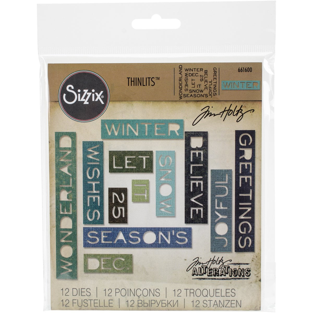 Sizzix Thinlits Die Set, Holiday Words Design, 12-Pack, Compact and Portable - Walmart.com