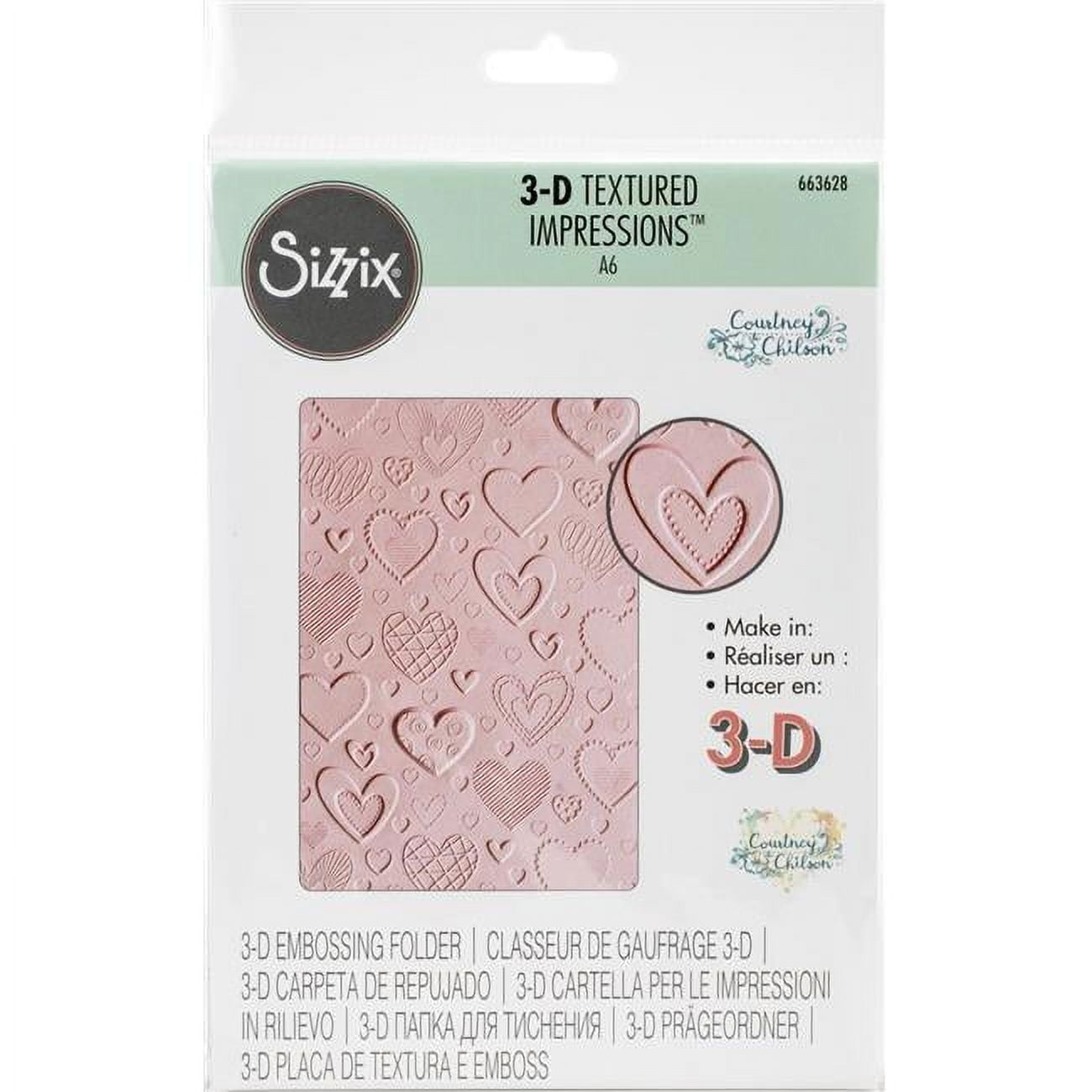 Sizzix CChilson 3D Impressions Emboss Folder Hrts - Walmart.com