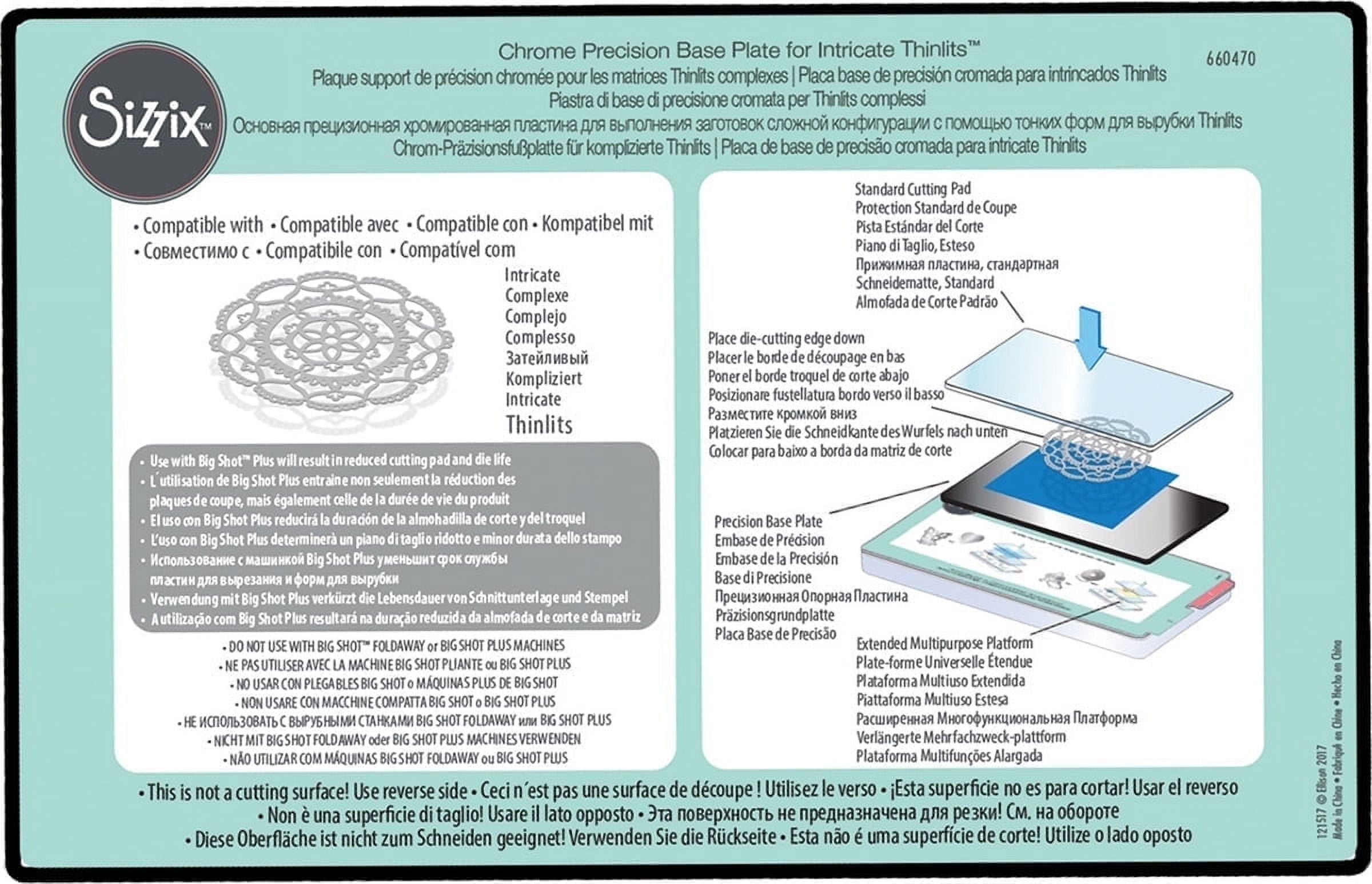 Sizzix Chrome Precision Base Plate for Intricate Dies, 10x6.25 Inch ...