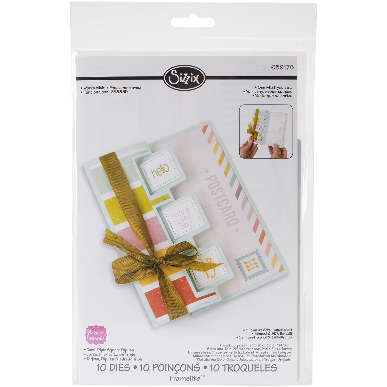 Sizzix Framelits Dies 10/Pkg-Triple Square Flip-Its Card - Walmart.com