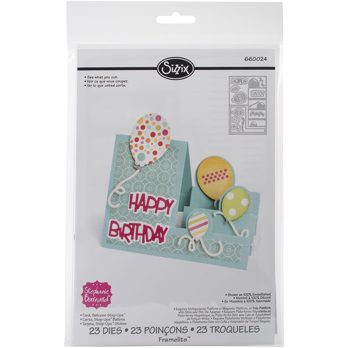 Sizzix Framelits Dies By Stephanie Barnard 23/Pkg Balloons Step-Ups Card - Walmart.com
