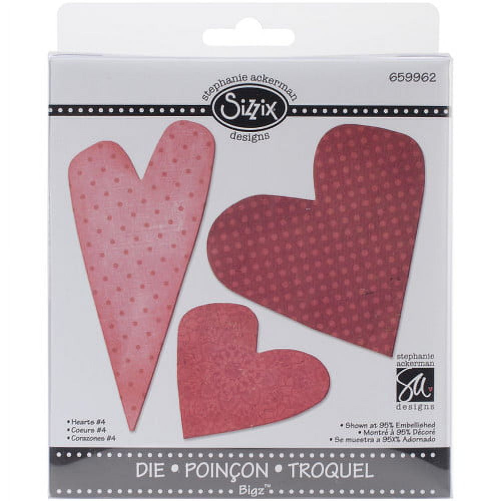 Sizzix Bigz Die, 5.5" x 6", Hearts #4 - Walmart.com