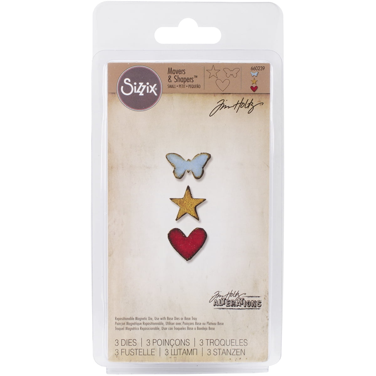 Sizzix Movers & Shapers Magnetic Dies By Tim Holtz 3/Pkg-Tiny Shapes ...