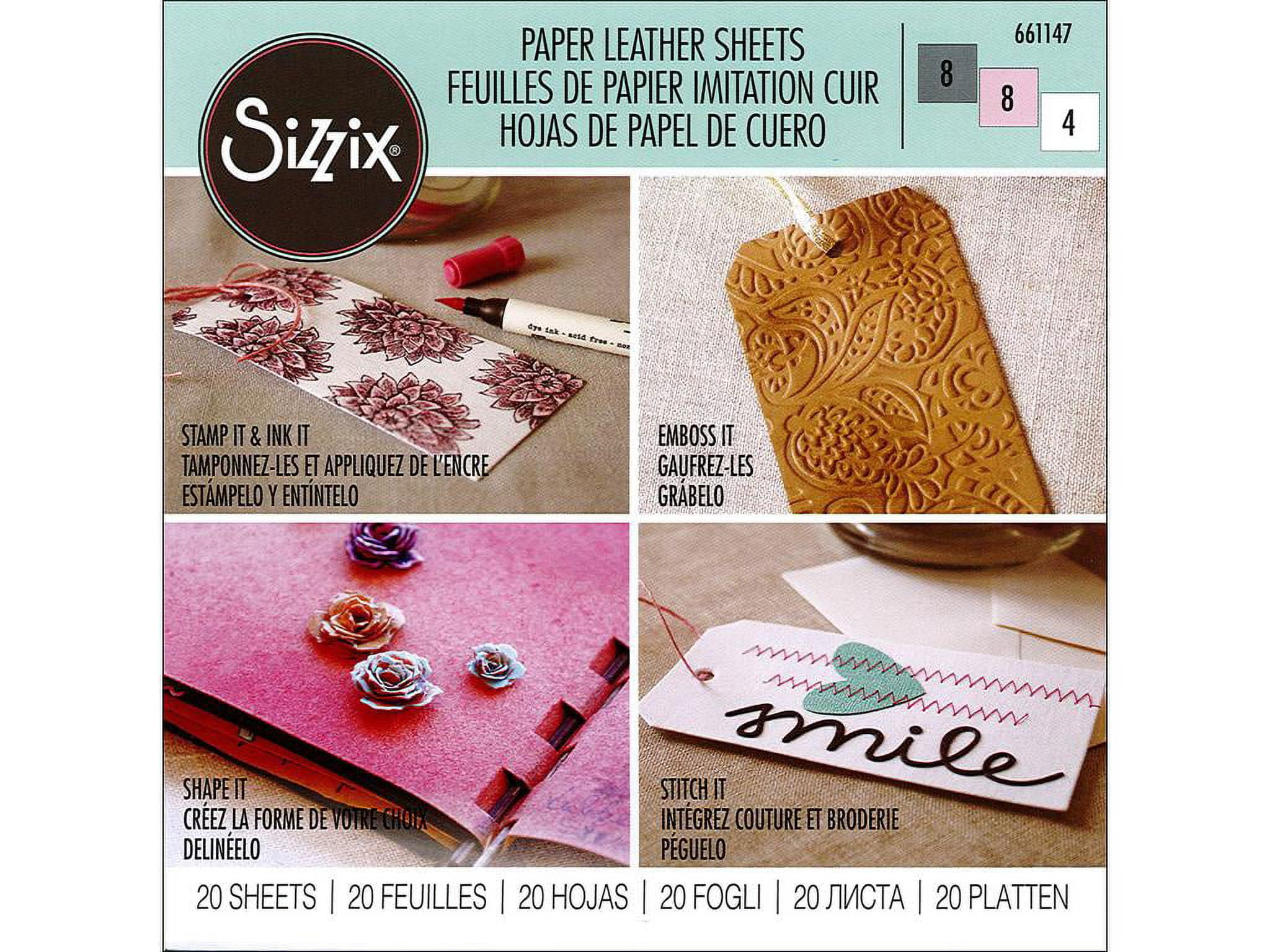 Sizzix Paper Leather Sheets 6x6 20pc Astd Pastel - Walmart.com