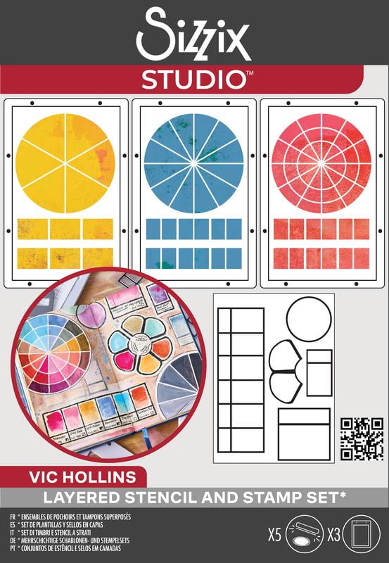 Sizzix Studio Stamps Set 5PK /3PK Stencils Artist Tools by Vic Hollins ...