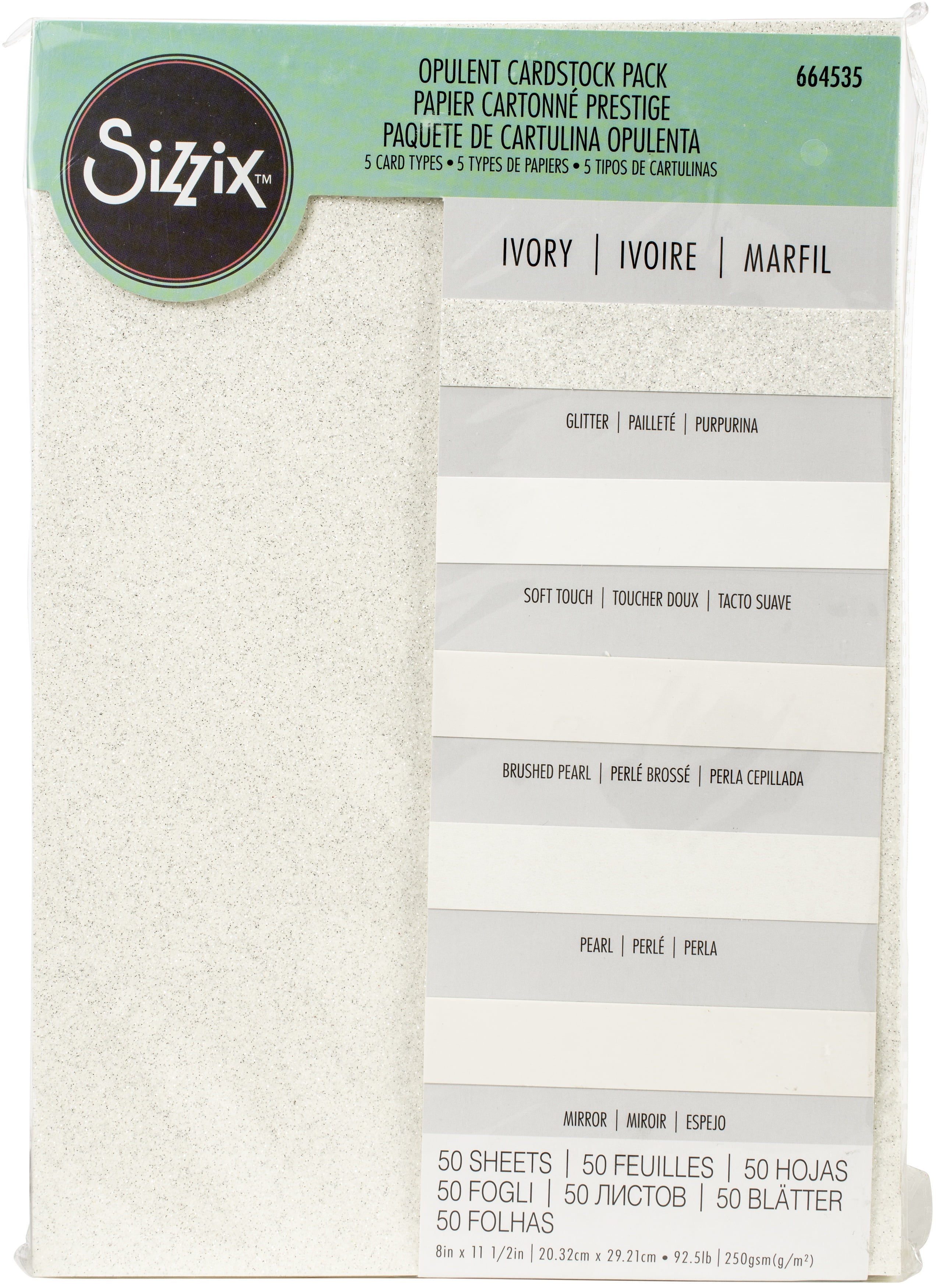 Sizzix Surfacez Opulent Cardstock Pack 8x11.5in - Ivory, 50 Sheets ...