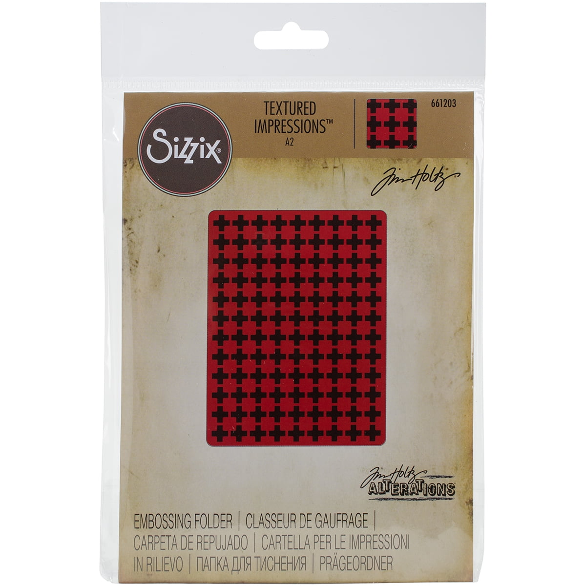 Sizzix Texture Fades A2 Embossing Folder-Plus Sign By Tim Holtz ...