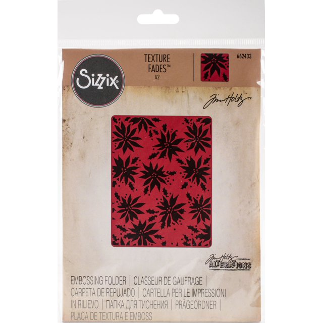 Sizzix Texture Fades A2 Embossing Folder-Poinsettias - Walmart.com