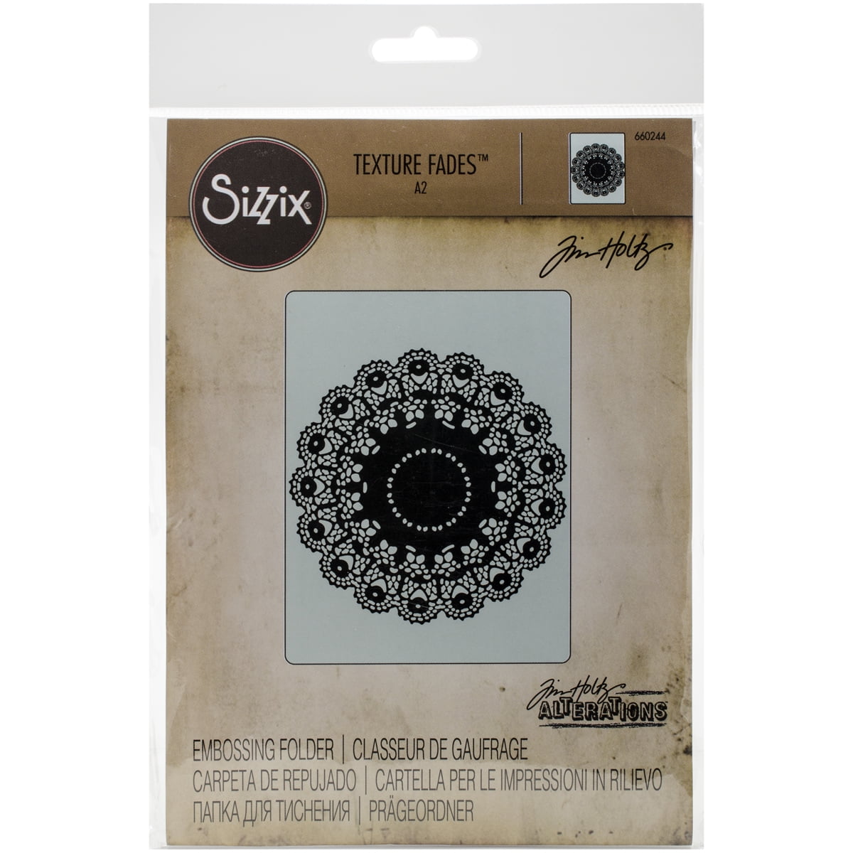 Sizzix Texture Fades A2 Embossing Folders -Doily By Tim Holtz, Pk 3 ...