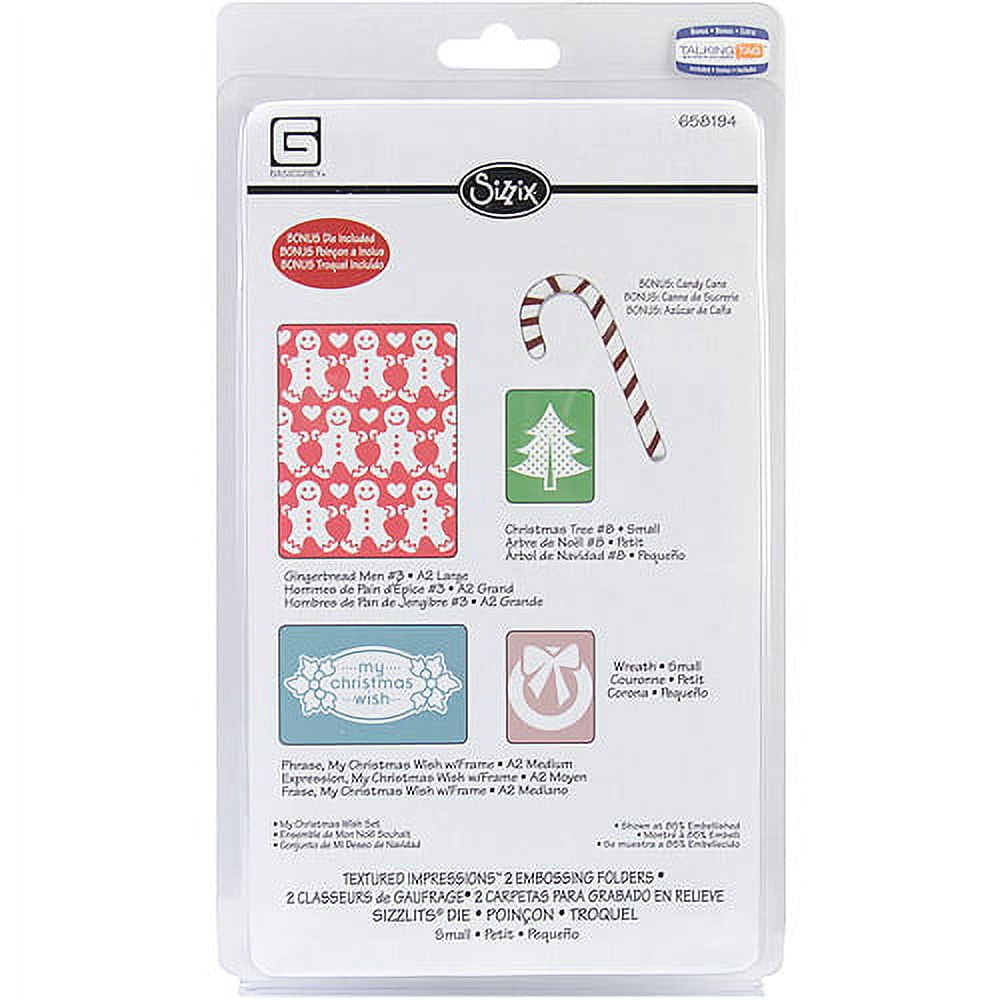 Sizzix Textured Impressions Embossing Folders with Bonus Sizzlits Die ...
