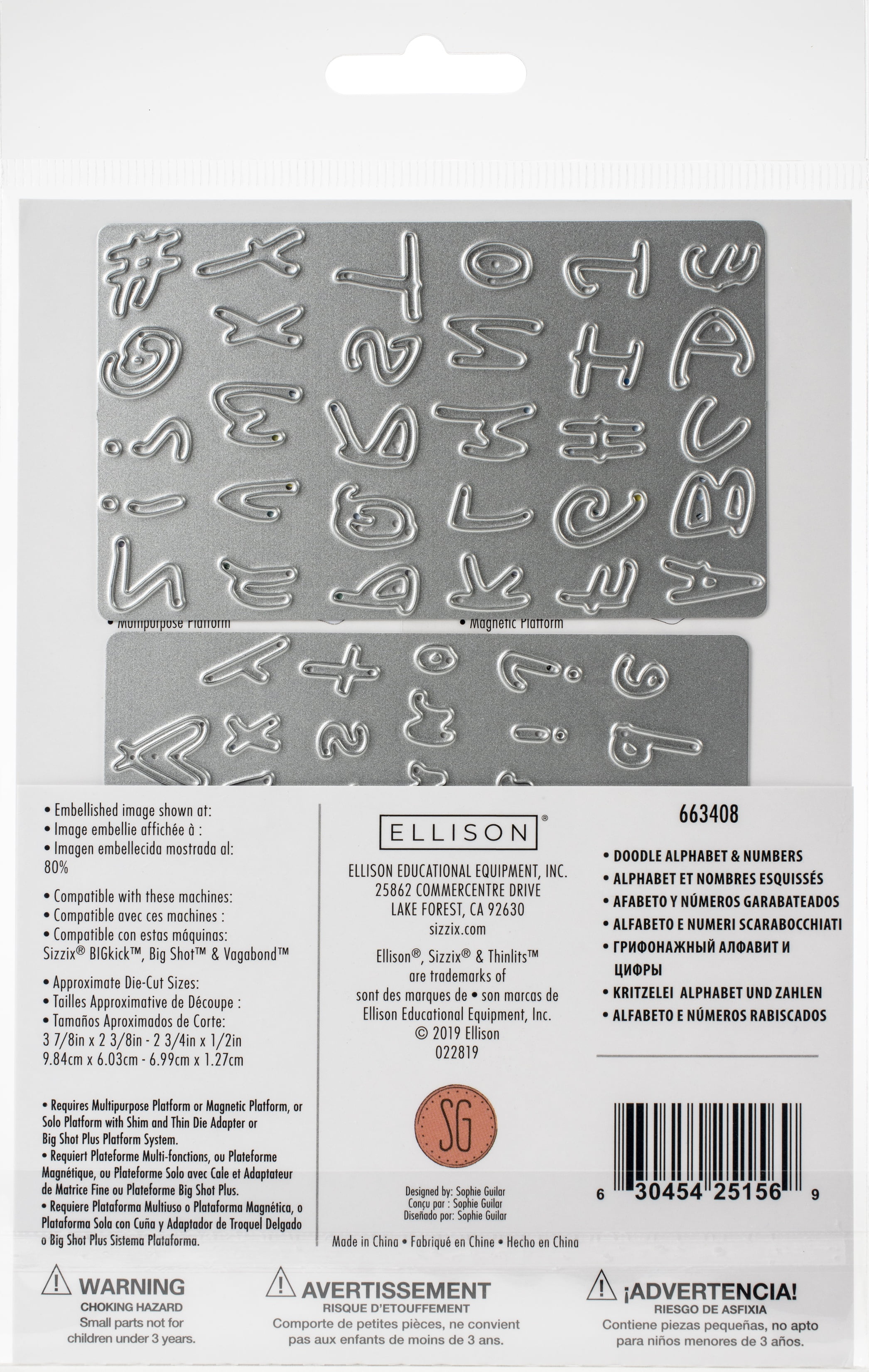 Sizzix Thinlits Die Set 4PK Doodle Alphabet & Numbers by Sophie Guilar - Walmart.com