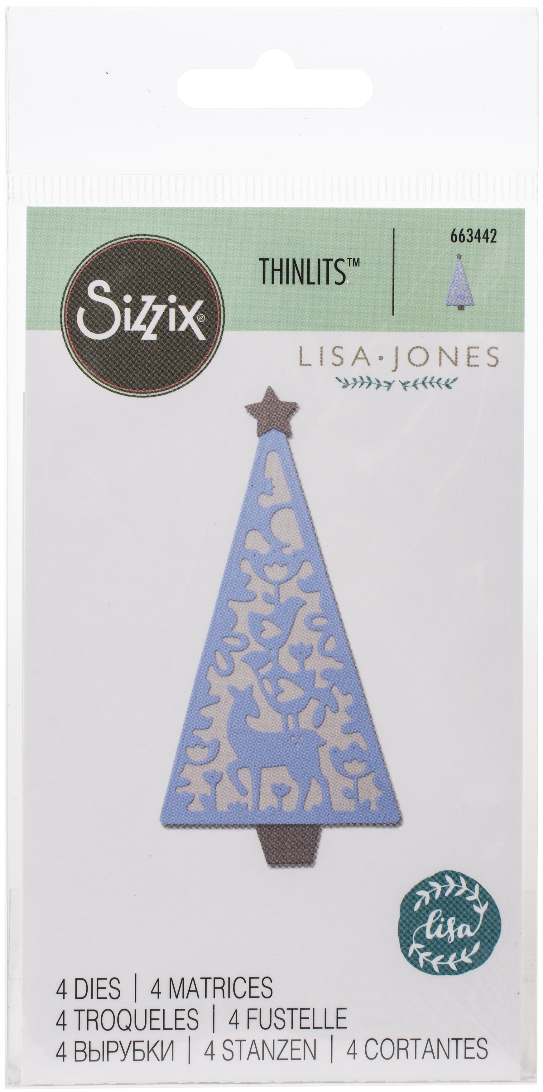 Sizzix Thinlits Die Set 4PK Folk Christmas Tree by Lisa Jones - Walmart.com