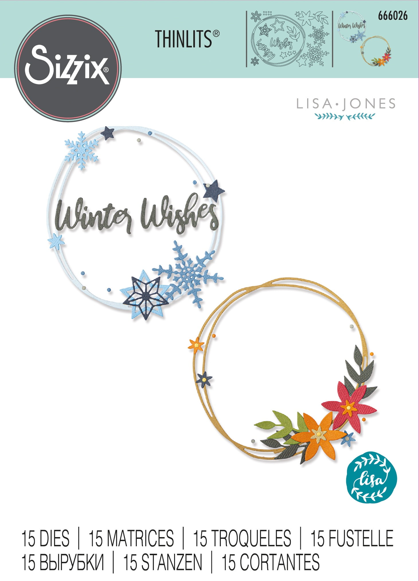 Sizzix Thinlits Dies By Lisa Jones 15/Pkg-Winter Wreath - Walmart.com