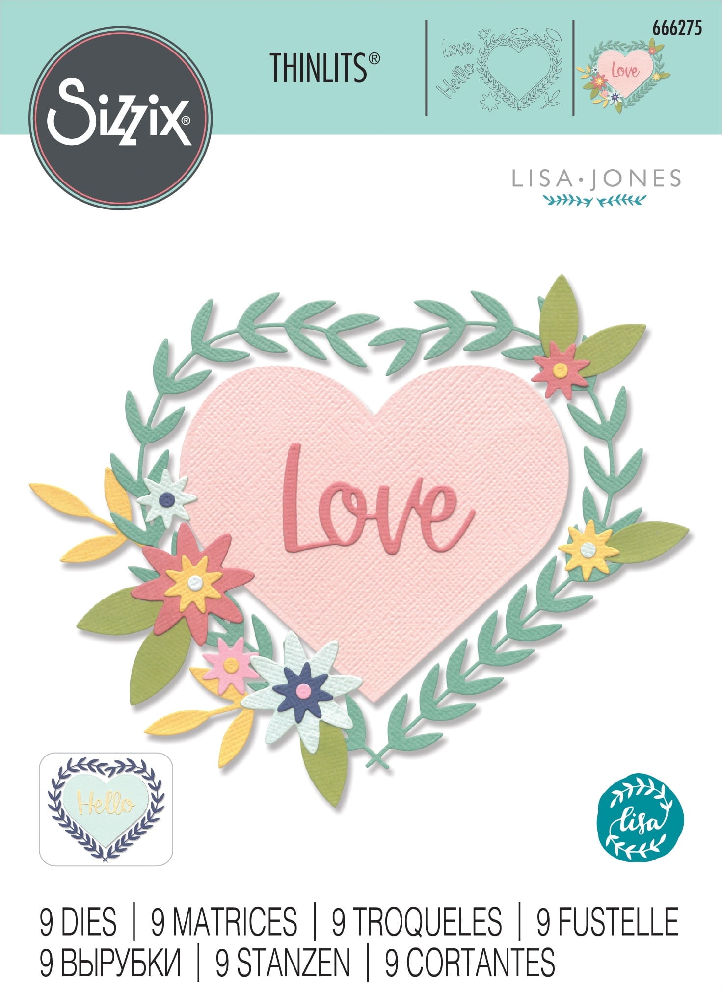 Sizzix Thinlits Dies By Lisa Jones 9/Pkg-Hello Love - Walmart.com