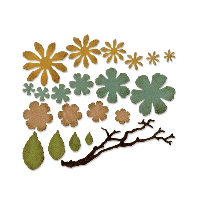 Sizzix Thinlits Dies By Tim Holtz 21/Pkg-Small Tattered Florals - Walmart.com