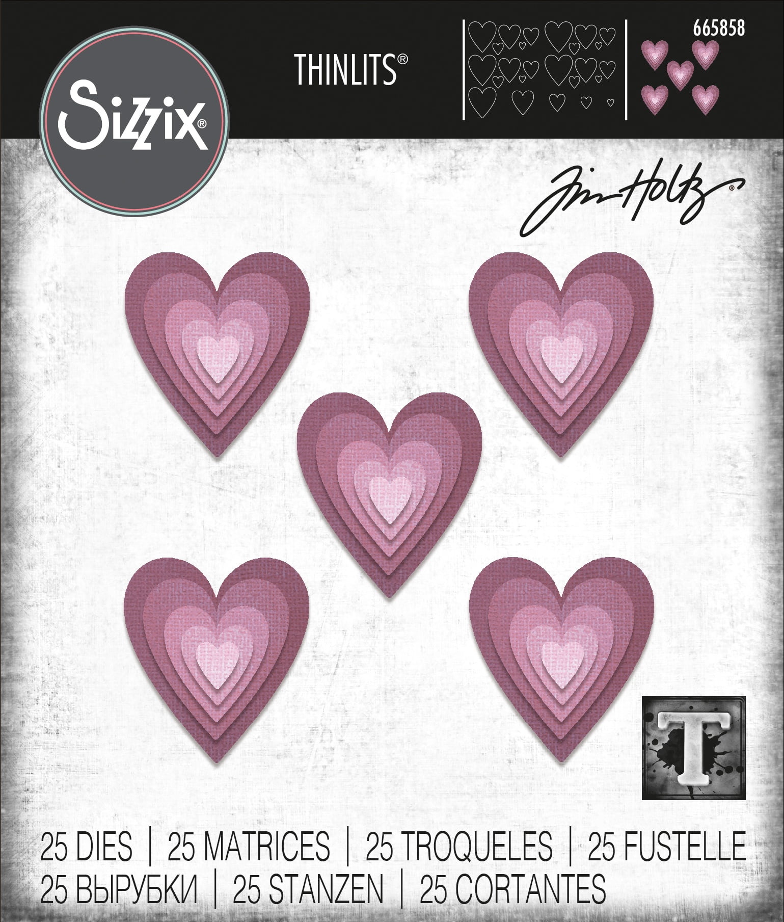 Sizzix Thinlits Dies By Tim Holtz 25/Pkg-Stacked Tiles Hearts - Walmart.com
