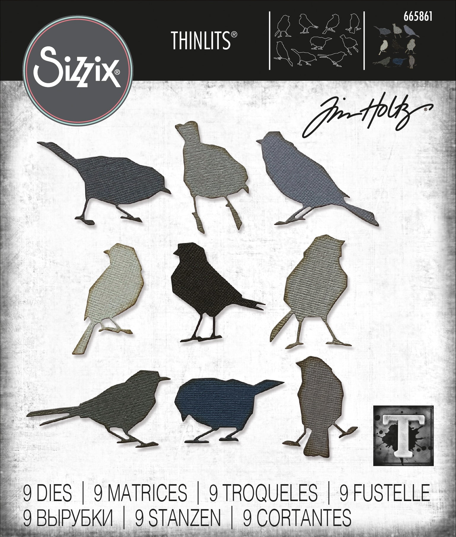 Sizzix Thinlits Die Set 9PK by Tim Holtz - Silhouette Birds for Card ...