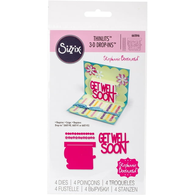 Sizzix Thinlits Drop-Ins Dies by Stephanie Barnard 4/Pkg-Get Well 3D - Walmart.com