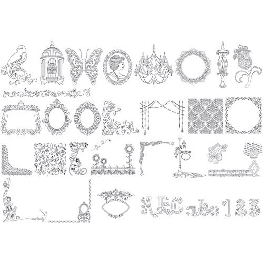 Sizzix eClips Design Cartridge, Decorative Doodles Shapes & Alphabet ...