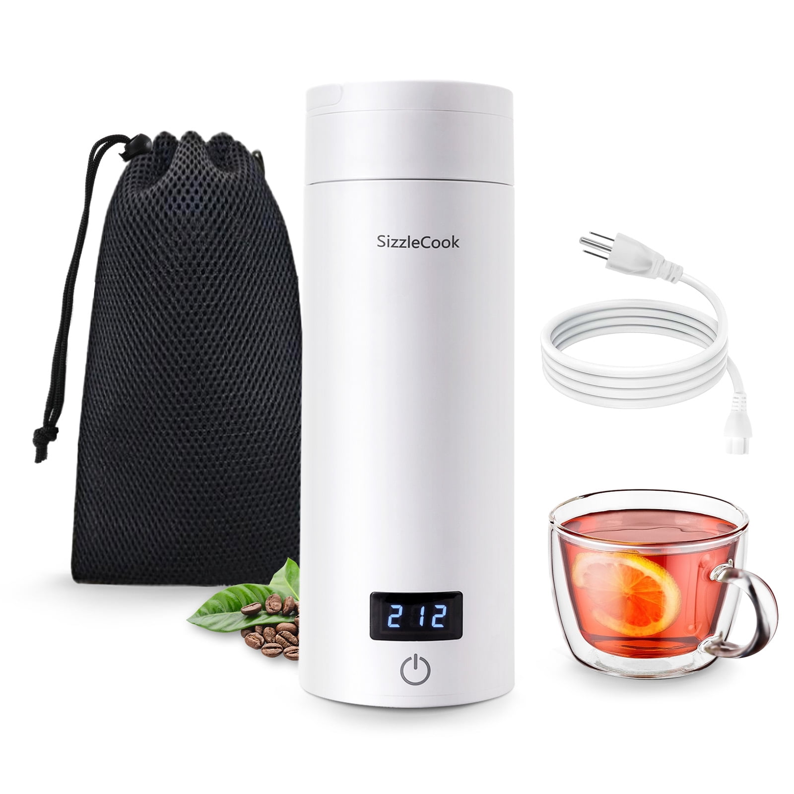 SizzleCook Electric Travel Kettle, Portable Tea Coffee Kettle Hot Water ...