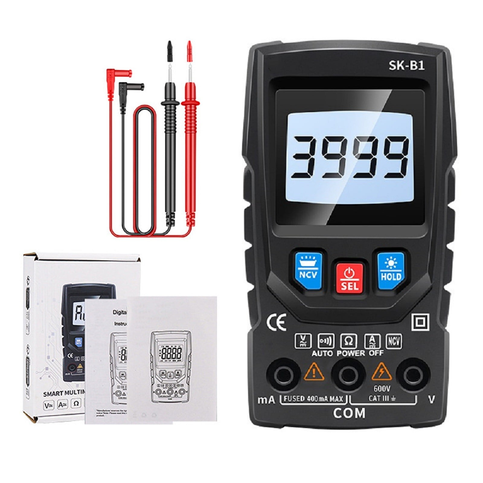 Sk-B1 Smart Digital Multimeter 3999Count Ac/Dc Voltage Current ...
