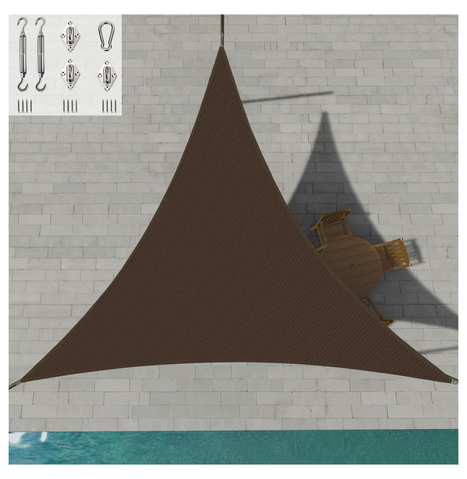 SkYifF Paradise 10' x 10' x 10' Brown Sun Shade Sail Triangle Canopy ...