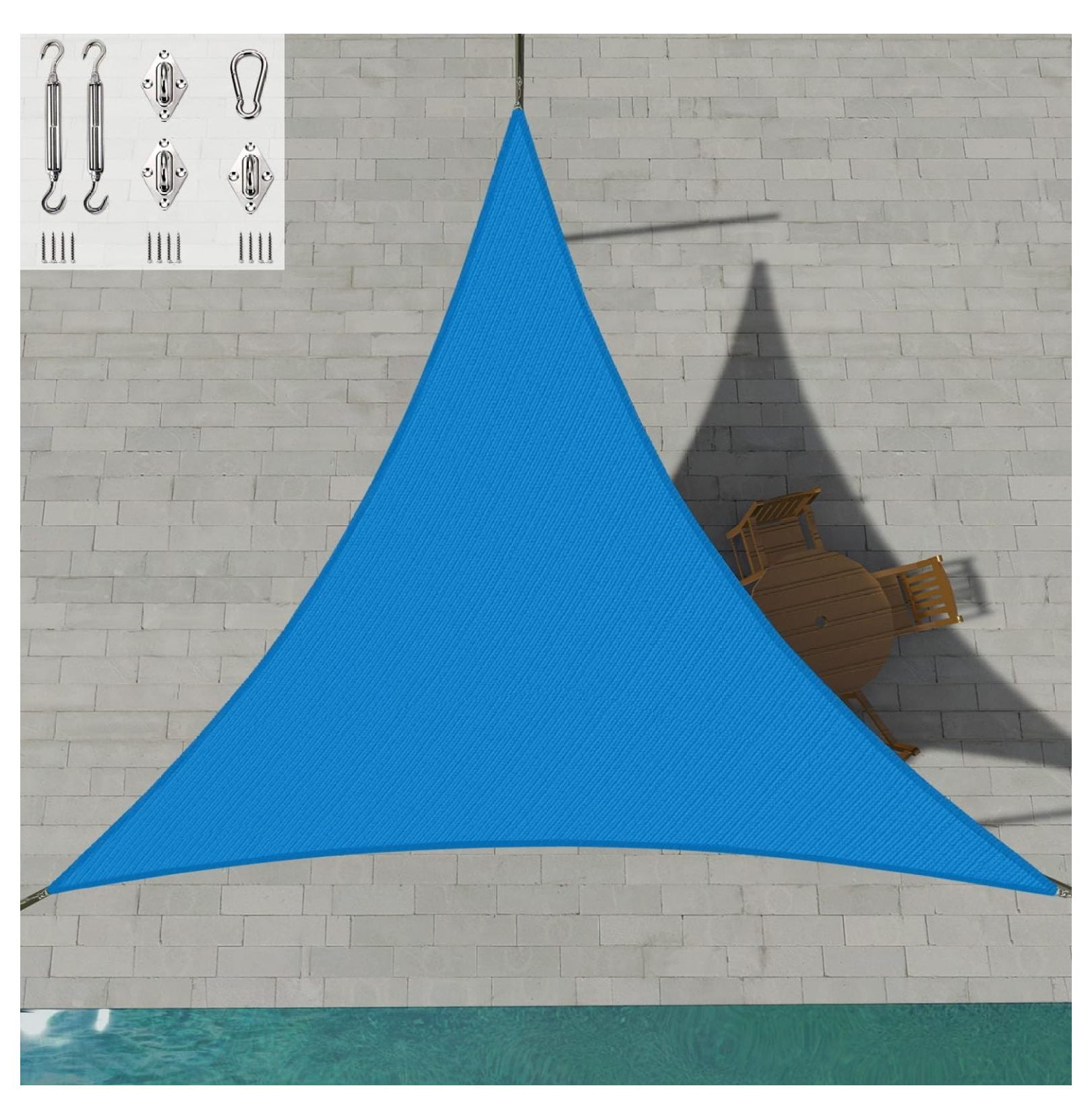 SkYifF Paradise 10' x 10' x 10' Blue Sun Shade Sail Triangle Canopy ...