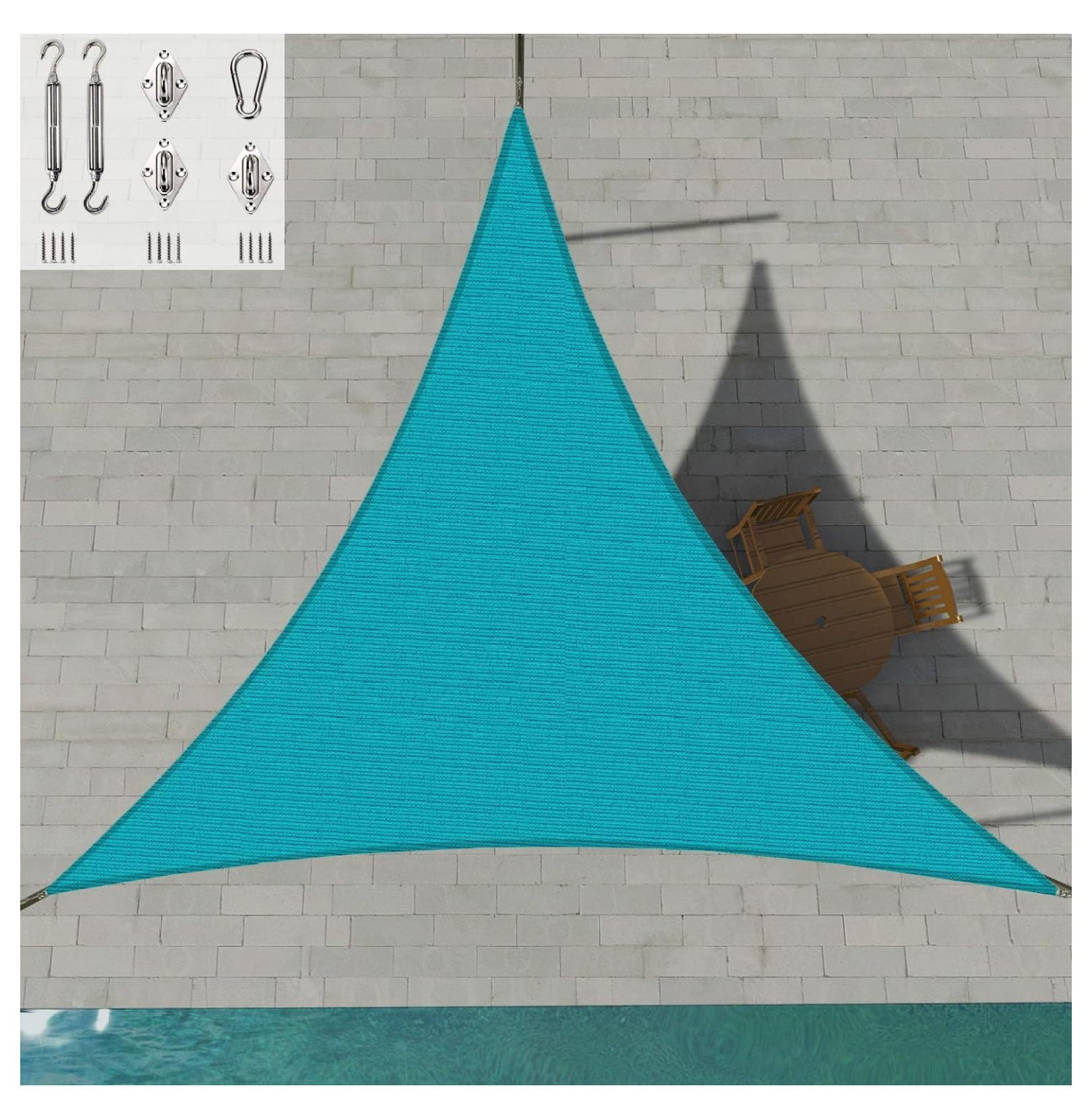 SkYifF Paradise 13' x 13' x 13' Turquoise Sun Shade Sail Triangle ...