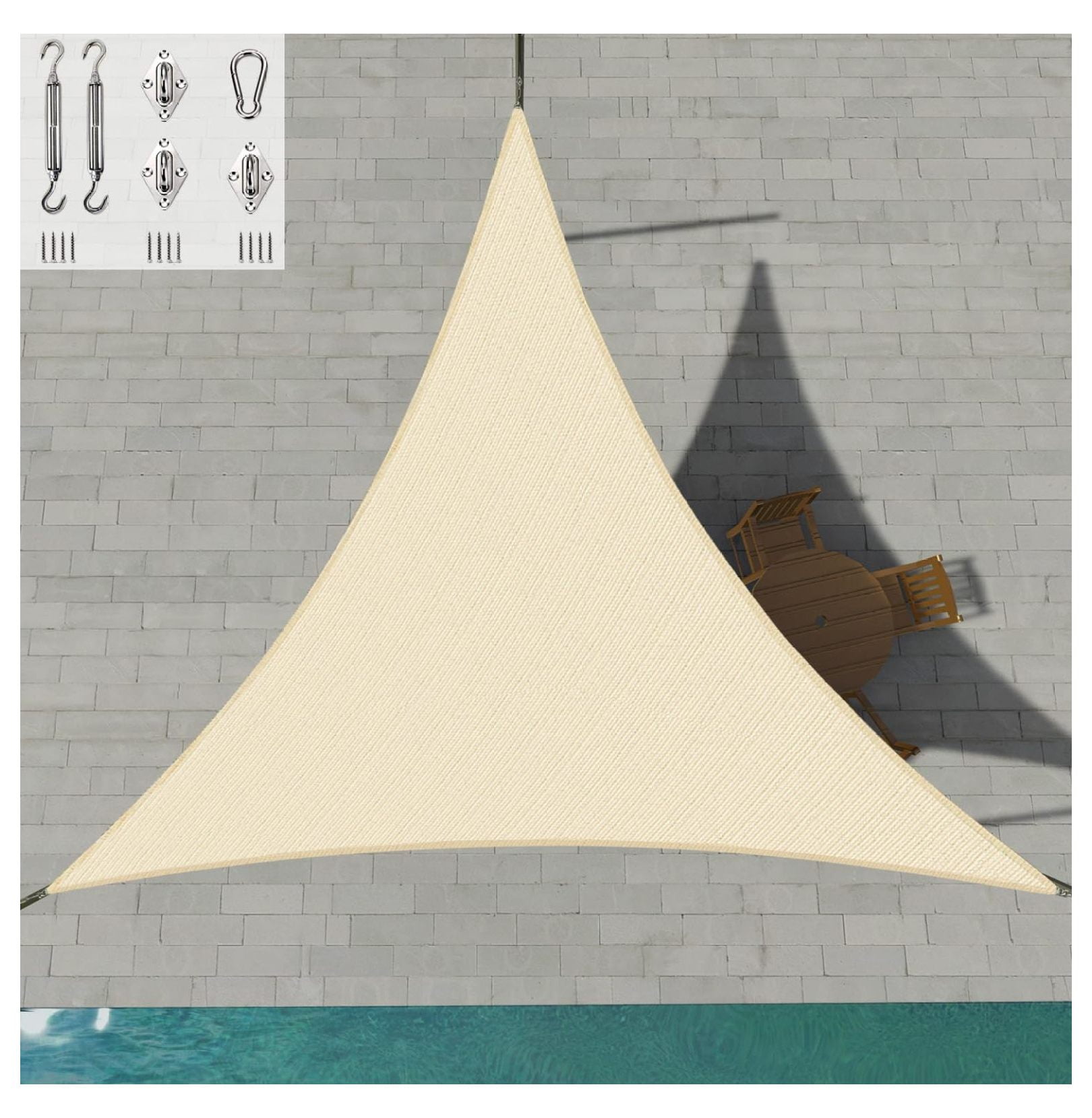 SkYifF Paradise 6' x 6' x 6' Beige Sun Shade Sail Triangle Canopy with ...