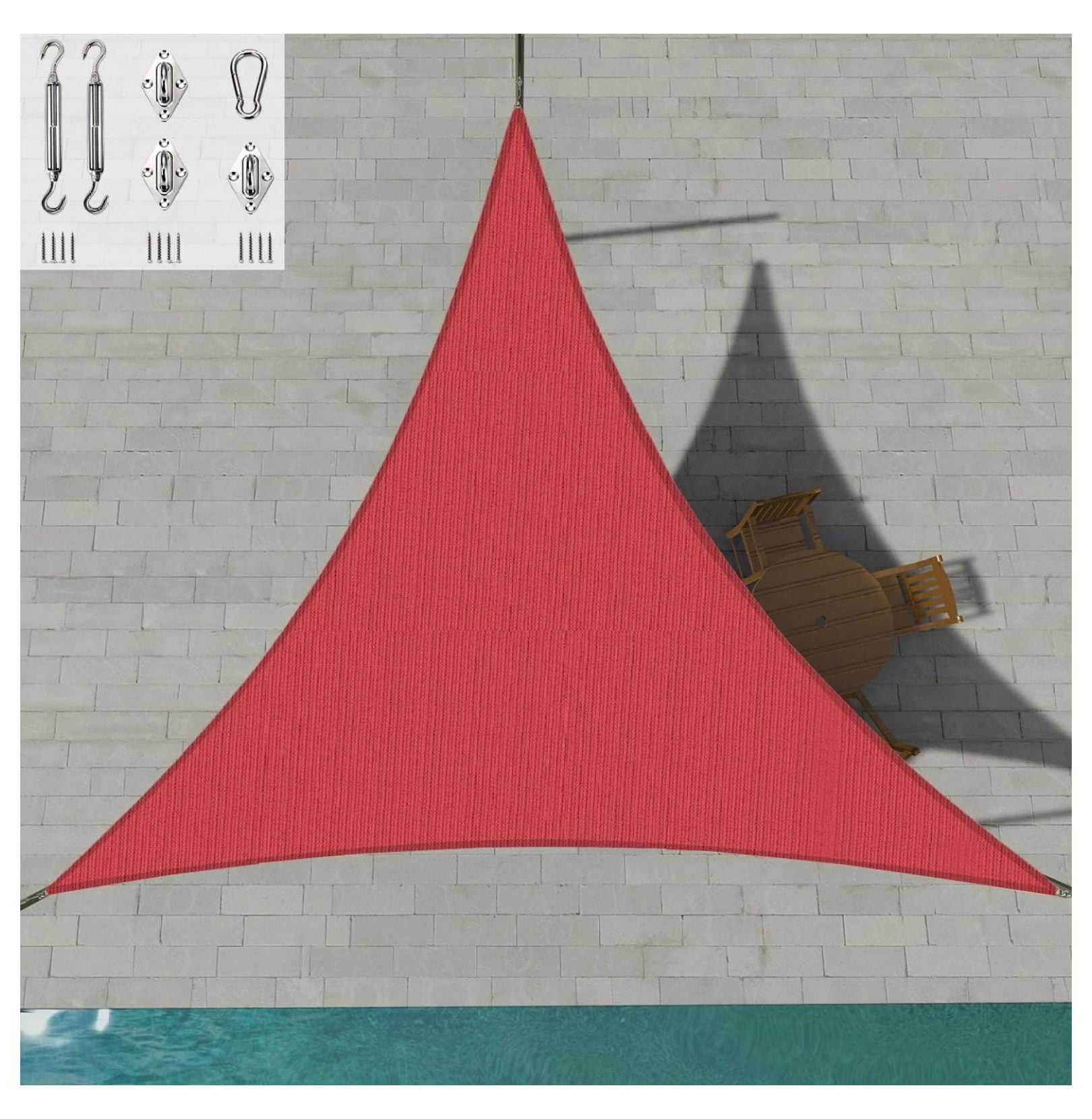 SkYifF Paradise 8' x 8' x 8' Red Sun Shade Sail Triangle Canopy with ...