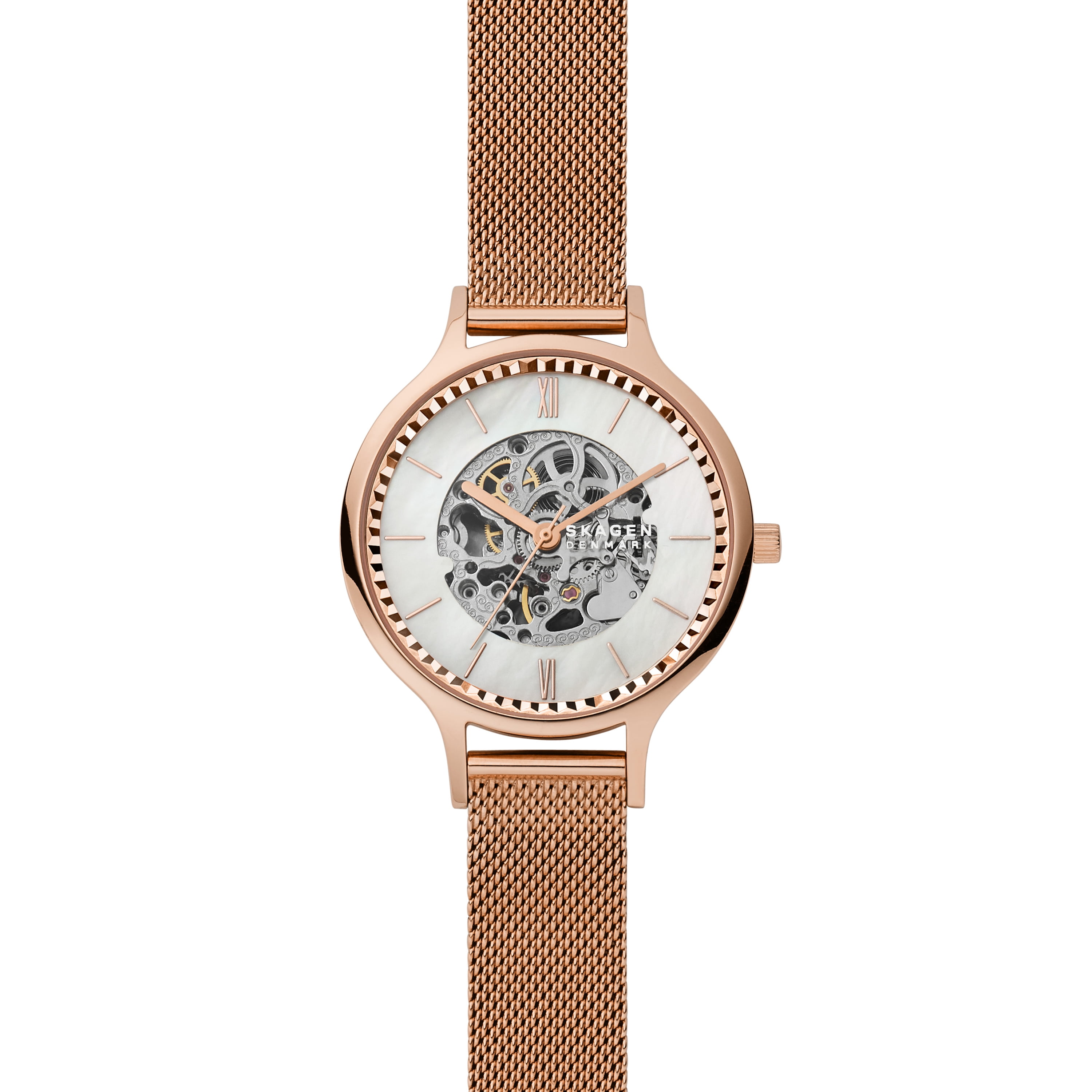Skagen Ladies' Anita Automatic Rose-Tone Steel-Mesh Watch (SKW2960 ...