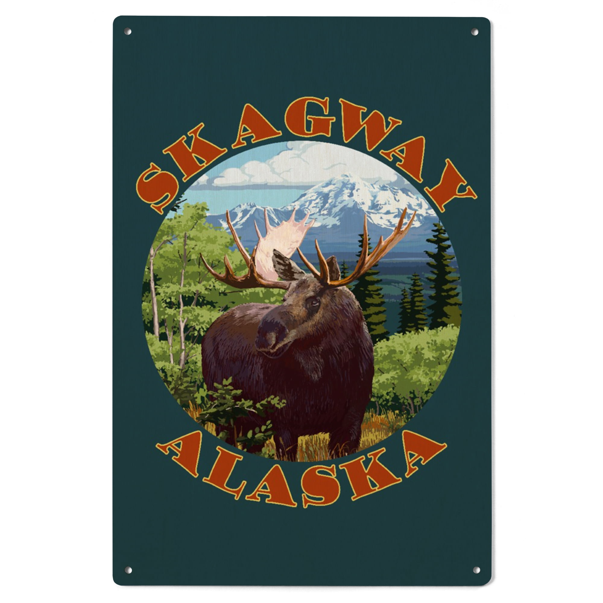Skagway, Alaska, Moose Scene, Contour Birch Wood Wall Sign (6x9 Rustic ...
