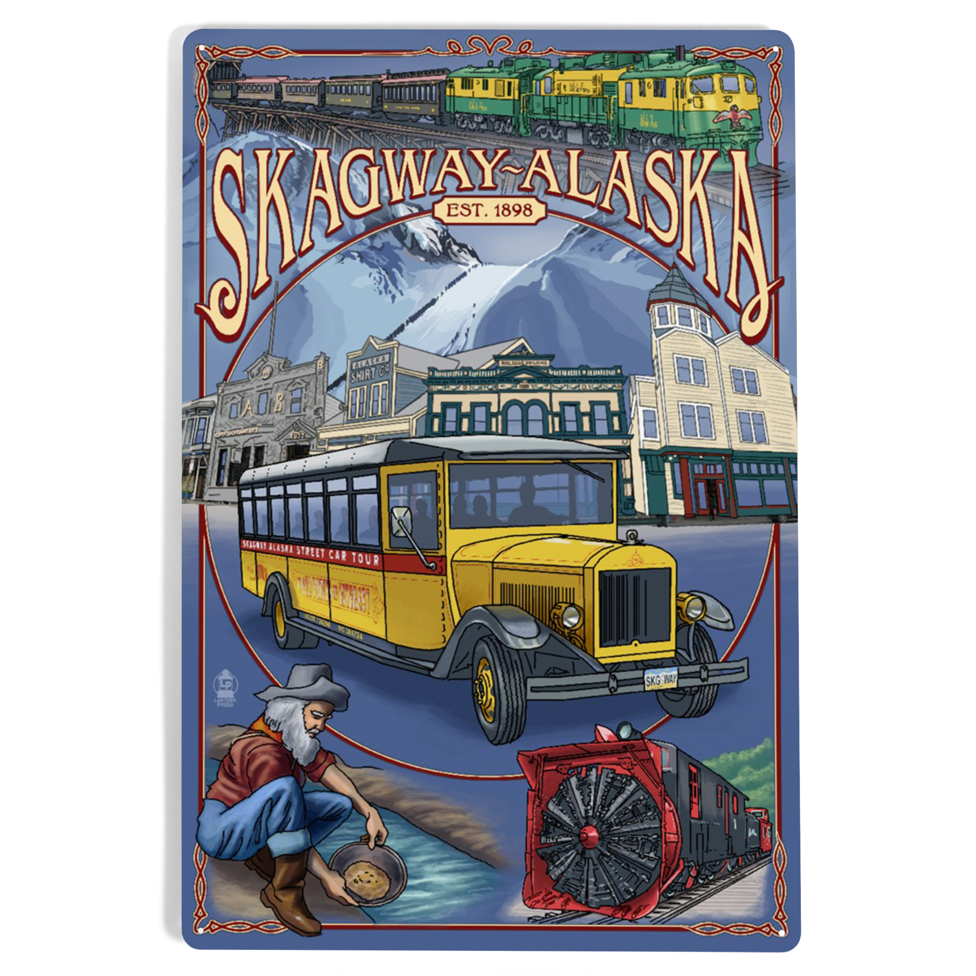 Skagway, Alaska, Town View Montage (12x18 Aluminum Art, Indoor Outdoor ...