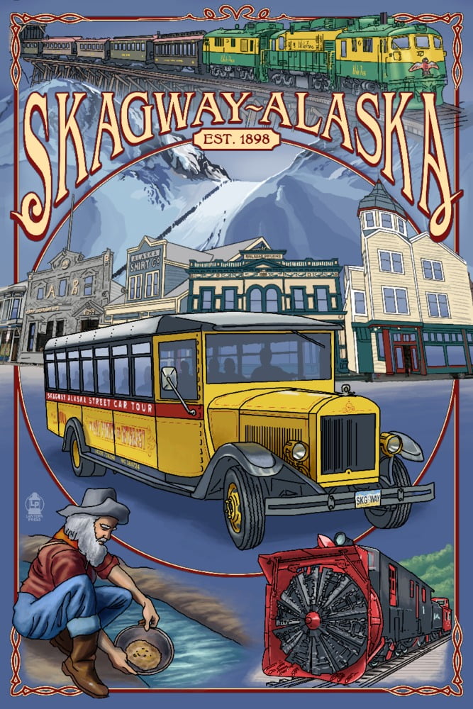 Skagway, Alaska, Town View Montage (16x24 Giclee Gallery Art Print ...