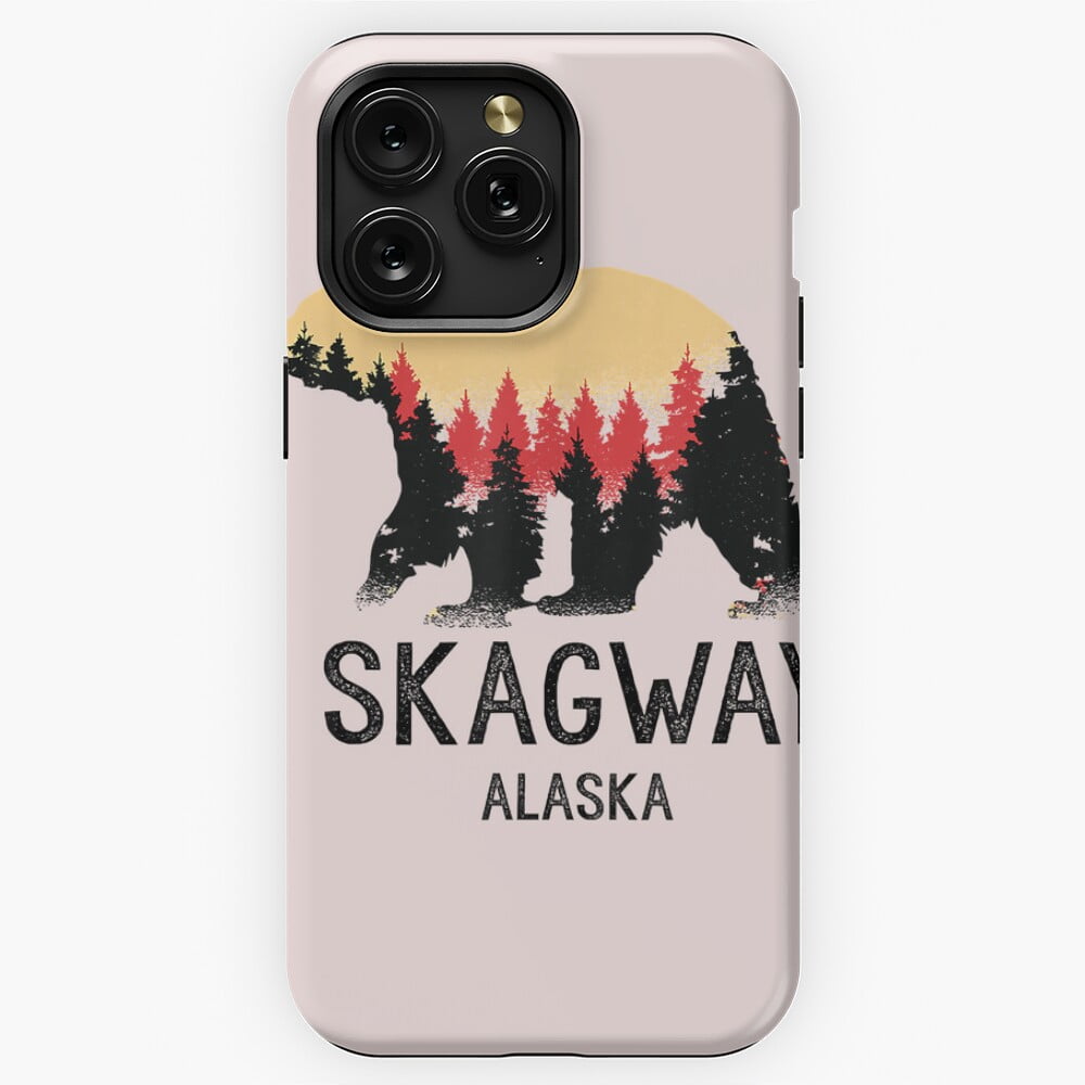 Skagway Alaska Vintage Grizzly Bear Nature Art iPhone Case 17 through ...