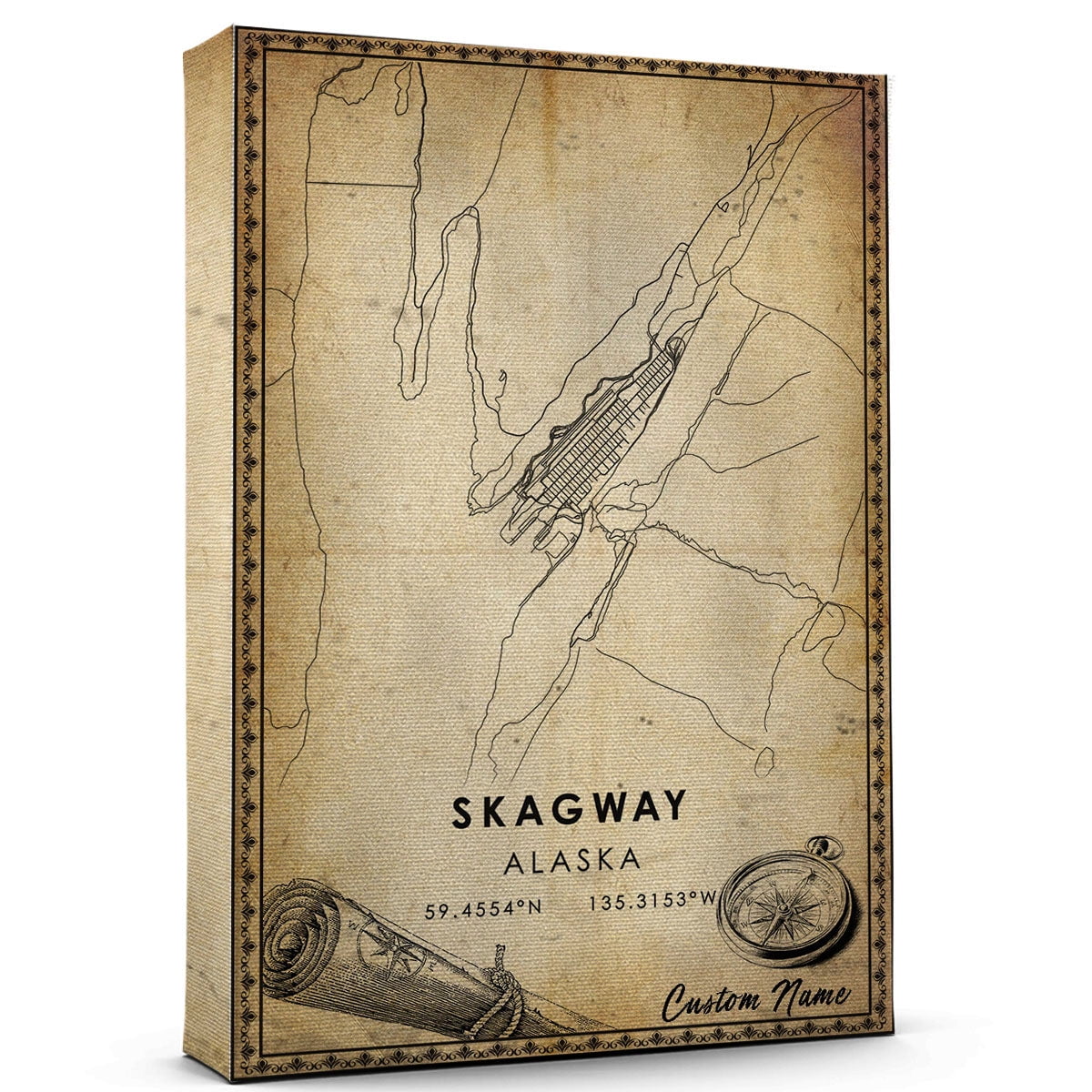 Skagway Map Poster, Alaska Map Art Poster, Canvas, Skagway Map City vintage Poster, Street Map ...