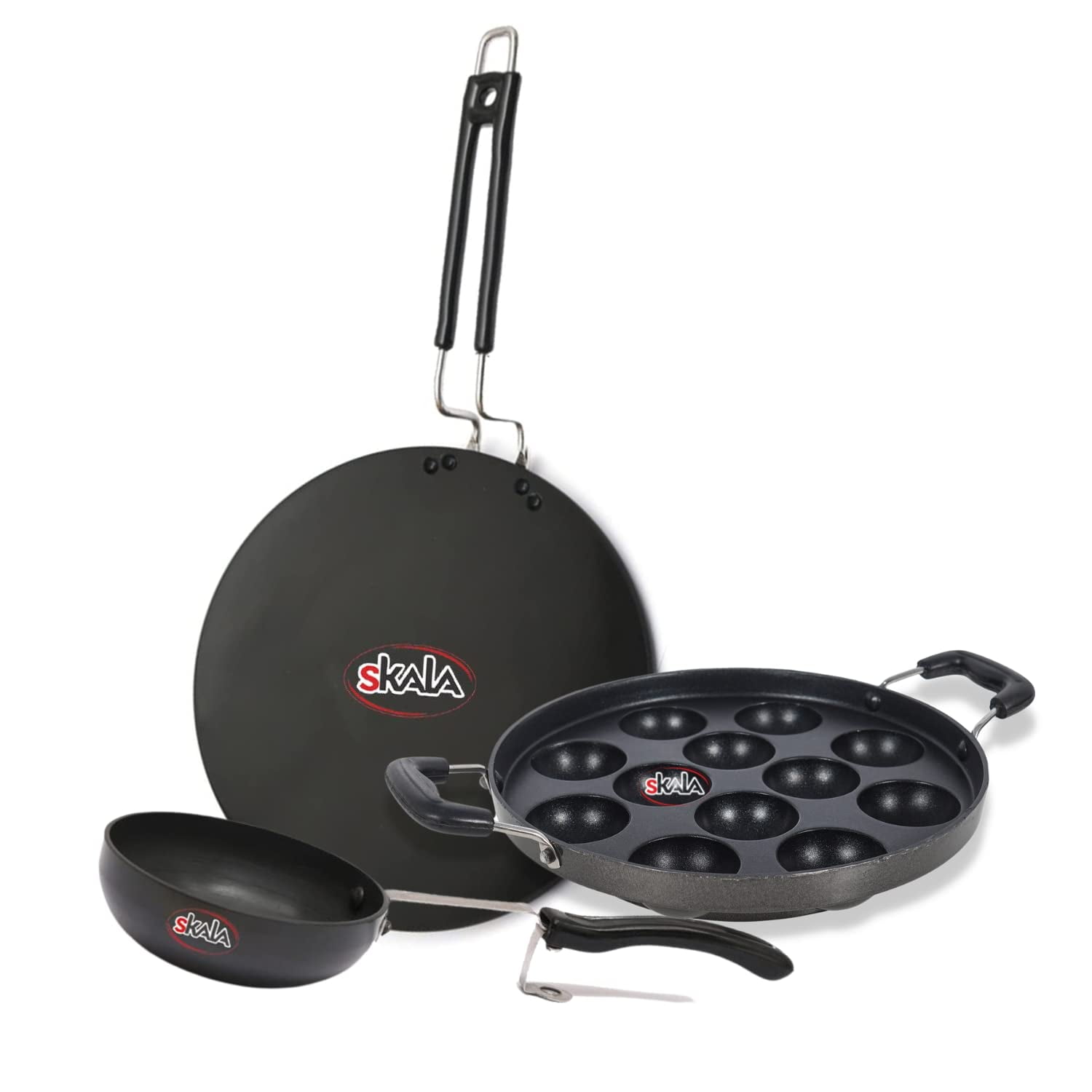 Skala Cookware Combo Pack of Tadka Pan 12cm Concave Tawa 30cm 3mm ...
