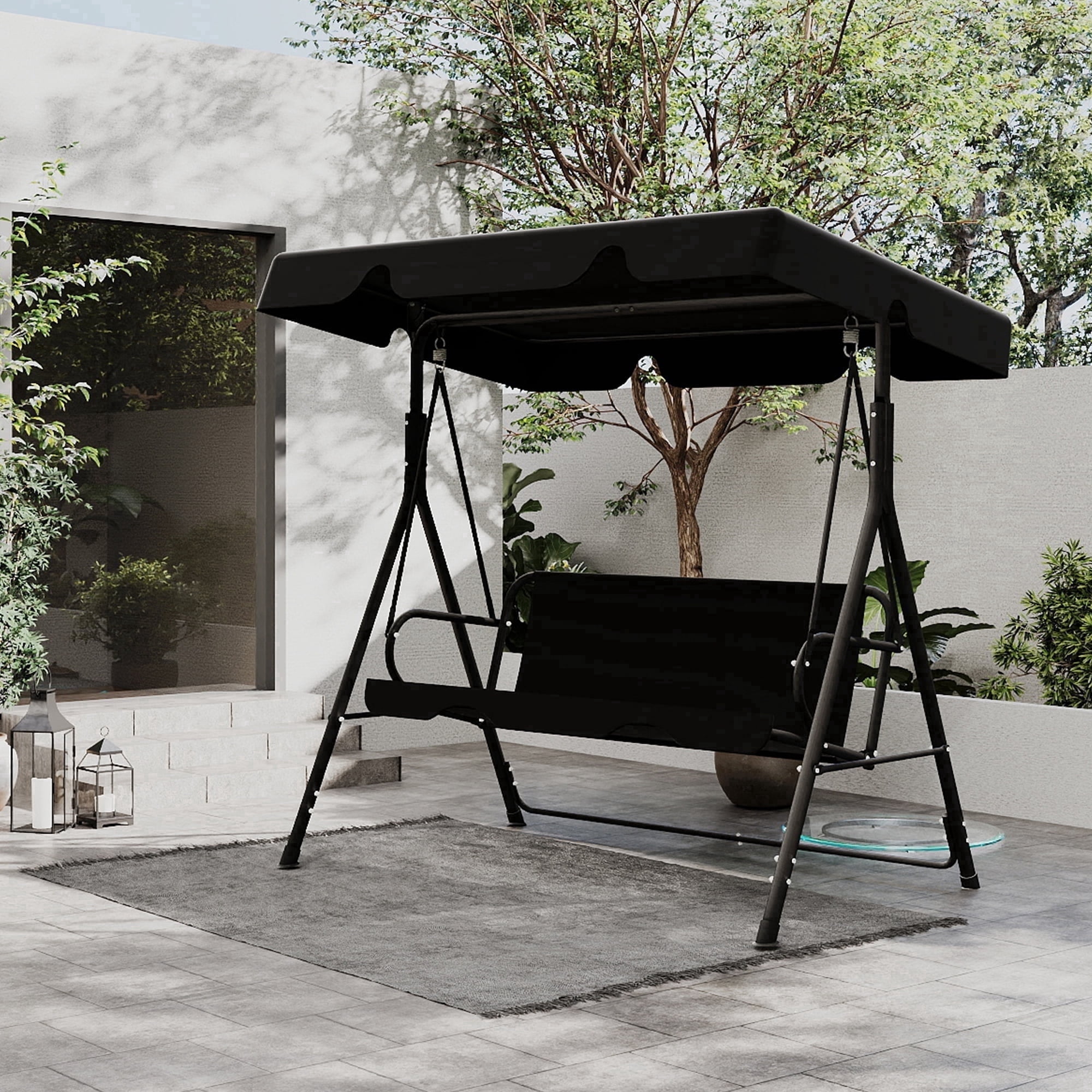 Skandiquip 3 Seats Patio Canopy Porch Swing Chair, Adjustable Canopy ...