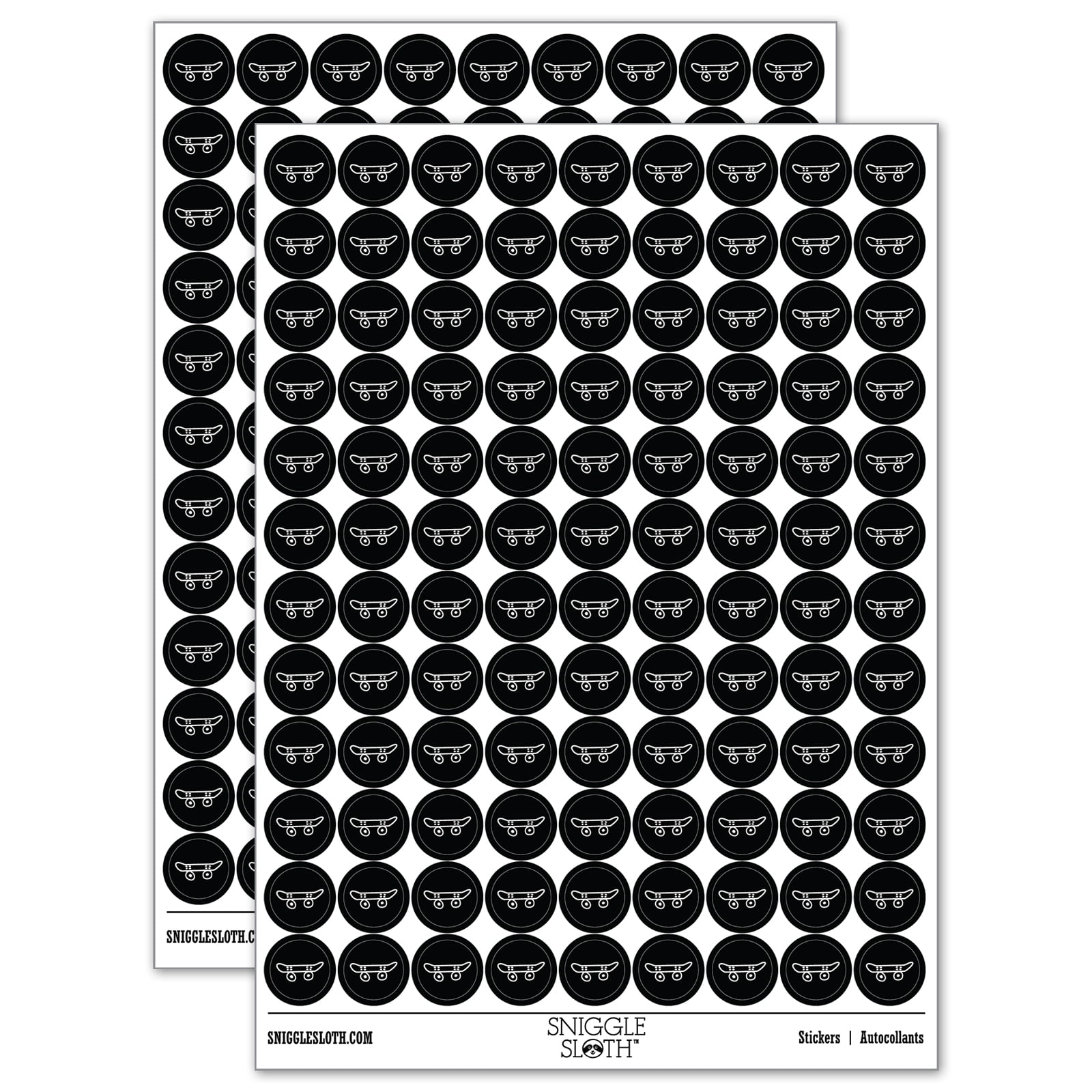 Skate Board Boarding Doodle 200+ Round Stickers - Black - Gloss Finish ...