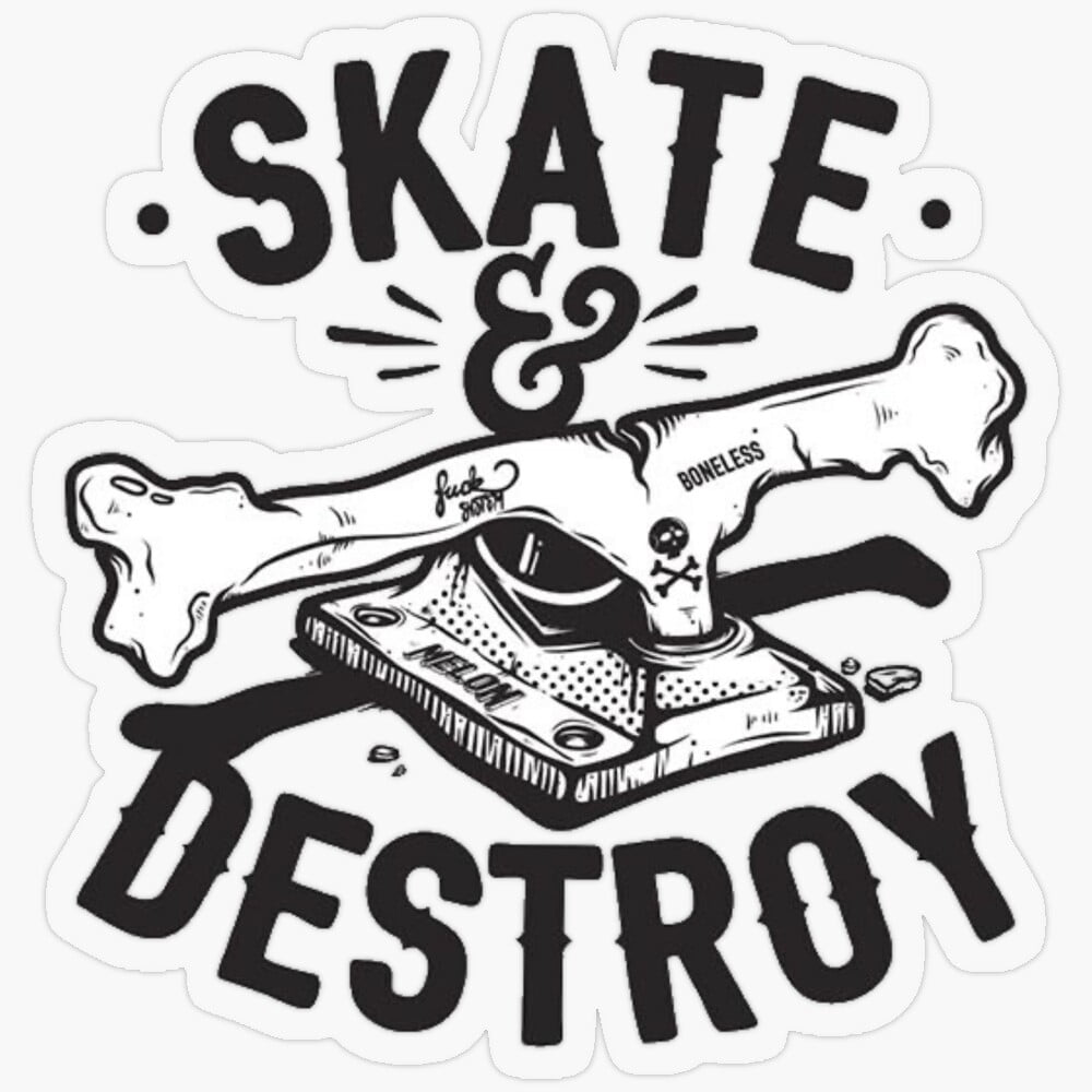 Skate And Destroy Transparent Stickerphone Decal Water Bottle Stickers ...